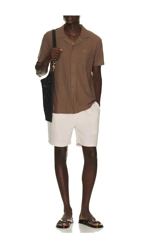 VINTAGE SUMMER Beach Pique Camp Shirt In . Also