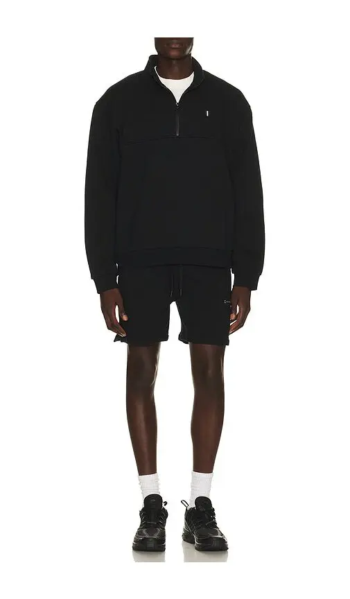 WHITESPACE Quarter Zip Sweatshirt With Stand Collar