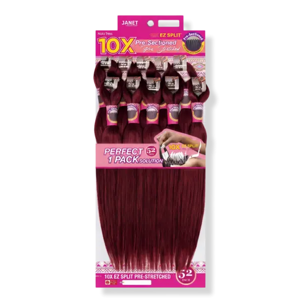 JANET COLLECTION 10x Ez Split Pre-stretched 52" Braiding Hair - 99j