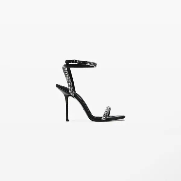 Alexander Wang Julie Crystal Embellished Ankle Strap Sandals - Black/silver
