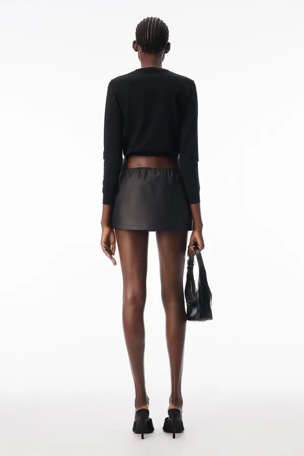 Alexander Wang Crystal Hotfix Logo Crewneck Cardigan - Black
