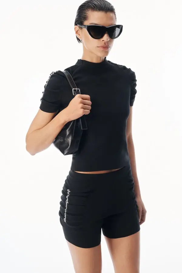 Alexander Wang Ruched Logo Mini Shorts