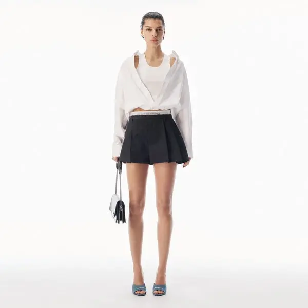 Alexander Wang Logo Elastic High-rise Mini Shorts - Black