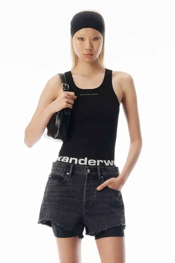 Alexander Wang Jacquard Logo Racer Tank