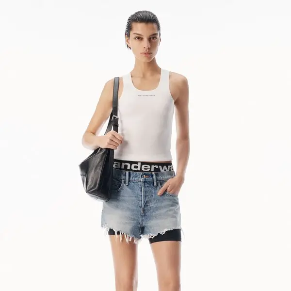 Alexander Wang Jacquard Logo Racer Tank - White