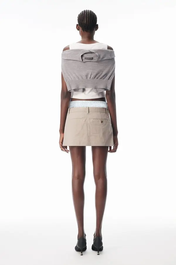 Alexander Wang Pleated Mini Skort With Boxer Waistband And Zip Details - Stone