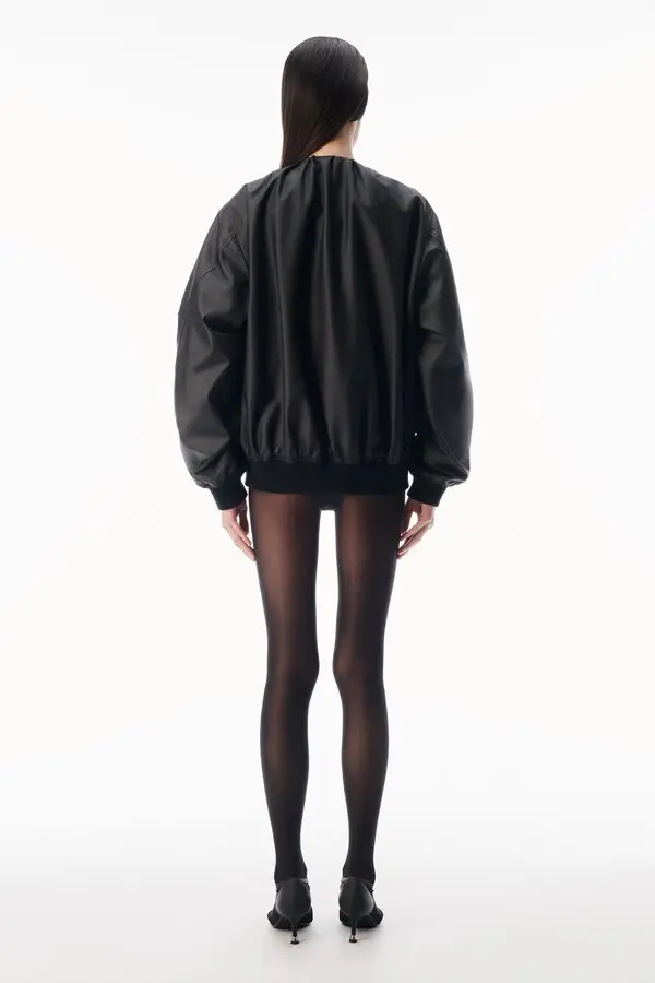 Alexander Wang Leather Scoop Neck Bomber Jacket
