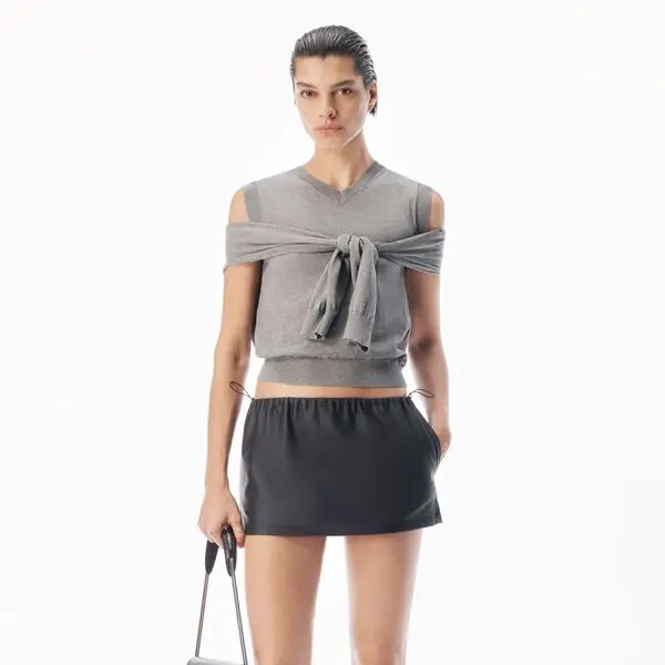 Alexander Wang Layered V-neck Vest With Tie-front Cardigan Detail