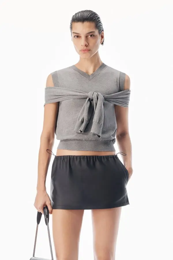 Alexander Wang Layered V-neck Vest With Tie-front Cardigan Detail
