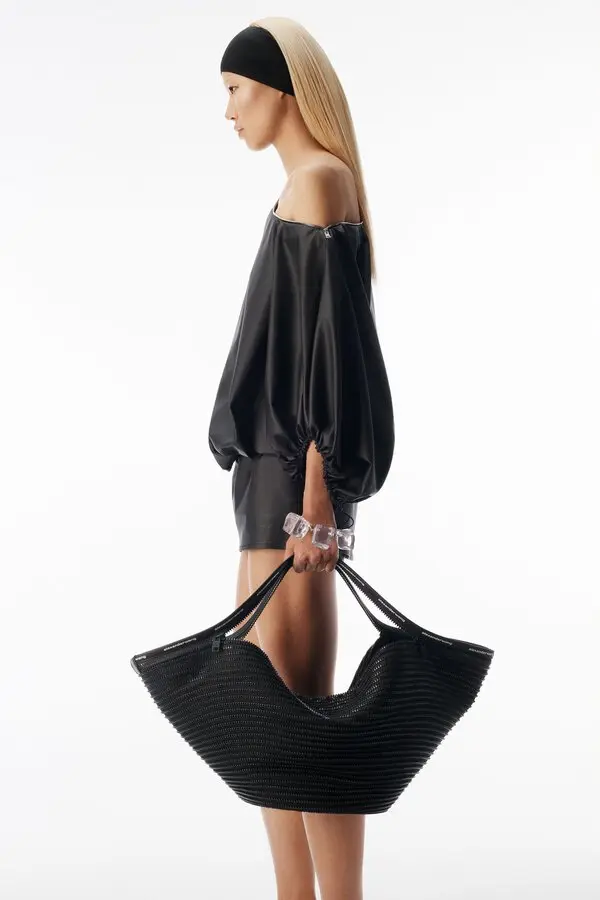 Alexander Wang Gathered Off-shoulder Lambskin Mini Dress