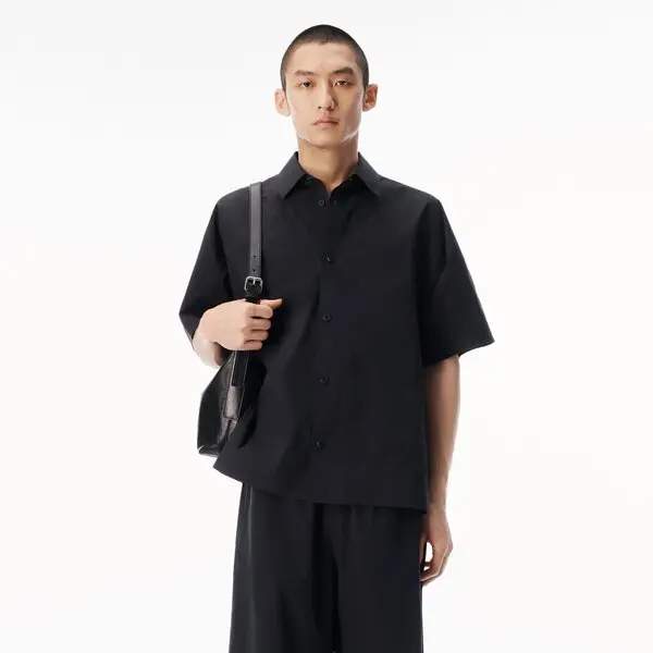 Alexander Wang Perforated Logo Short Sleeve Shirt - Black