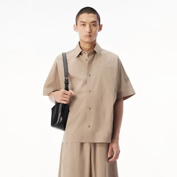 Alexander Wang Perforated Logo Short Sleeve Shirt - Dune