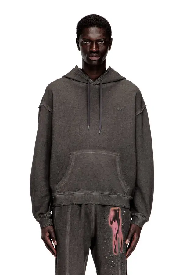 DIESEL® Hoodie With Stud Embellishments And Graffiti Print