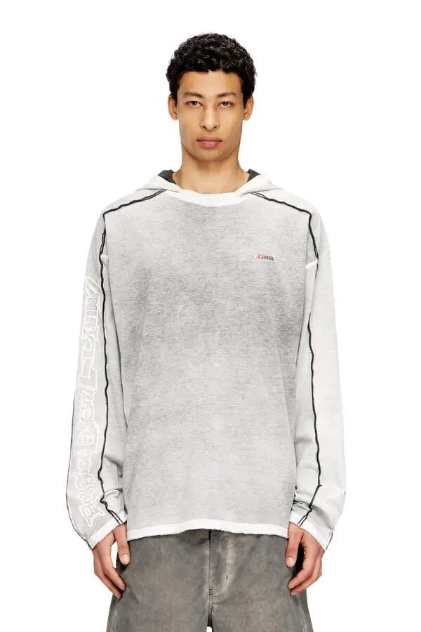 DIESEL® Long-sleeve Cotton Hoodie With Colour Spray Detail