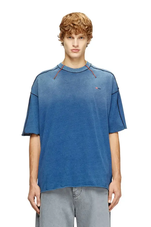 DIESEL® Cotton T-shirt With Contrasting Overlock Stitching