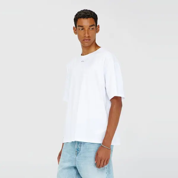 DIESEL® Relaxed Cotton T-shirt With Oval D Embroidery - White