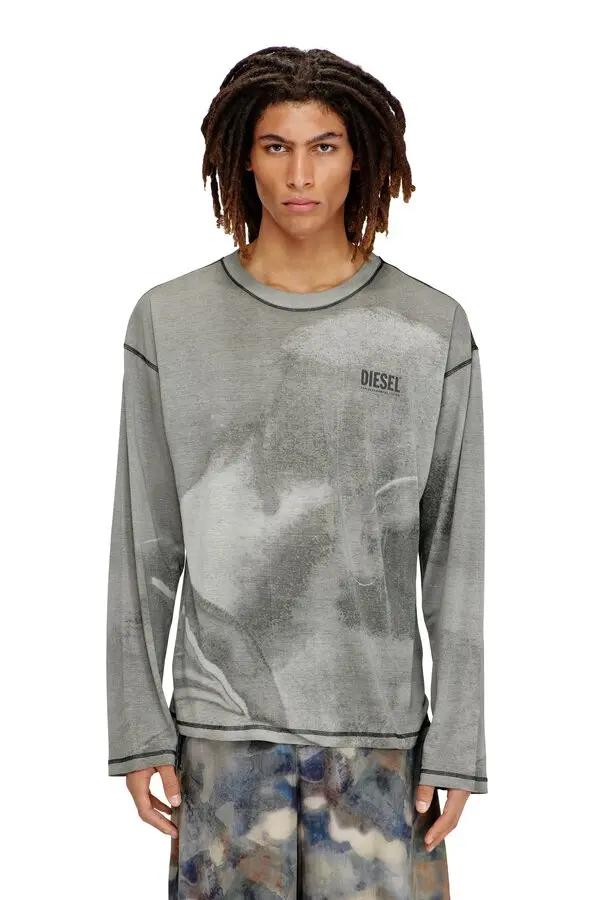 DIESEL® Long-sleeve T-shirt With Trompe L'oeil Print