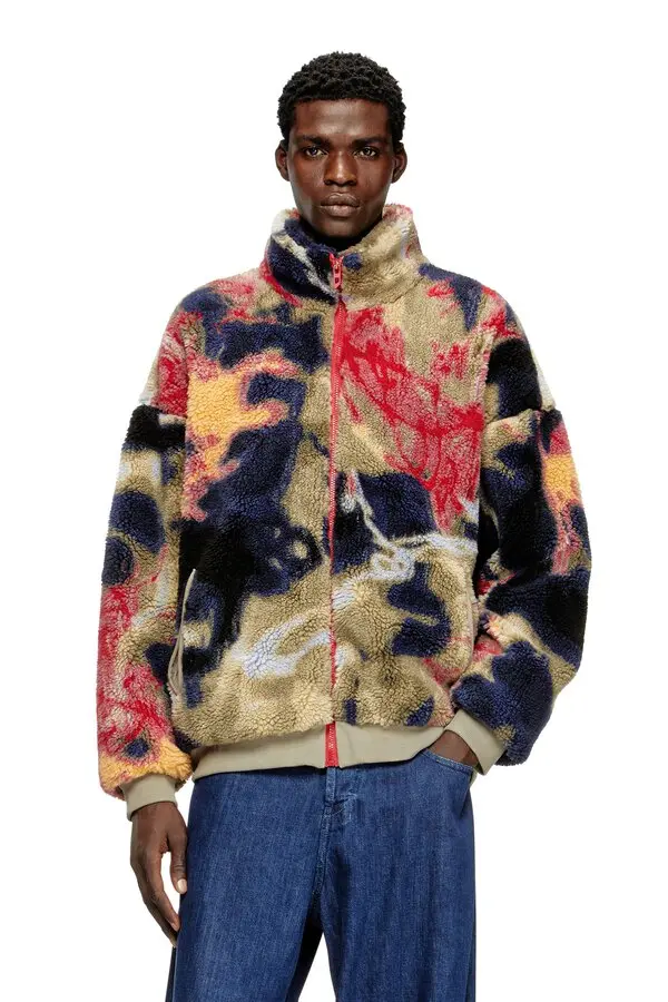 DIESEL® Teddy Fleece Jacket With Graffiti Motif