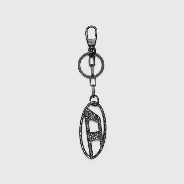 DIESEL® Metal Oval D Keyring With Crystals - Black