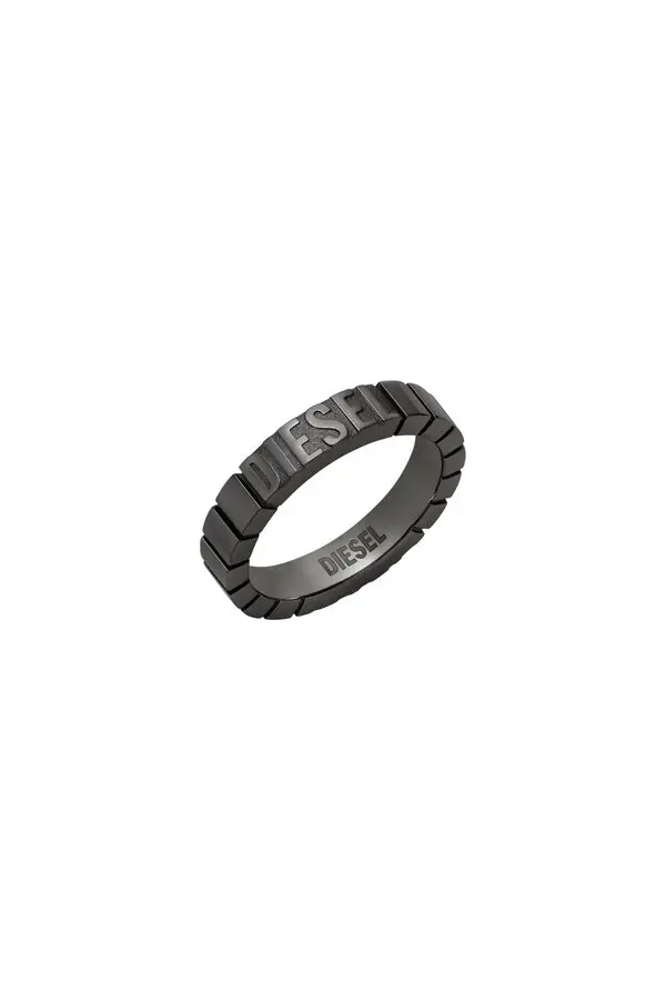 DIESEL® Embossed Logo Band Ring - Black