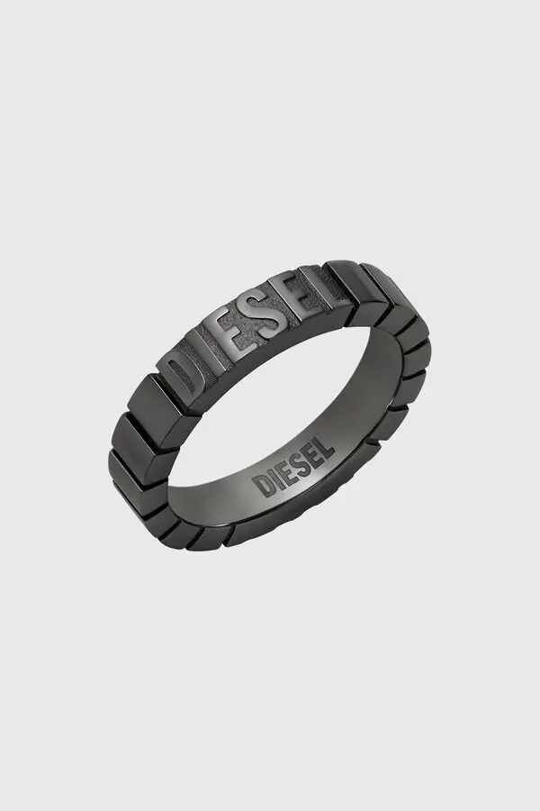 DIESEL® Embossed Logo Band Ring - Black