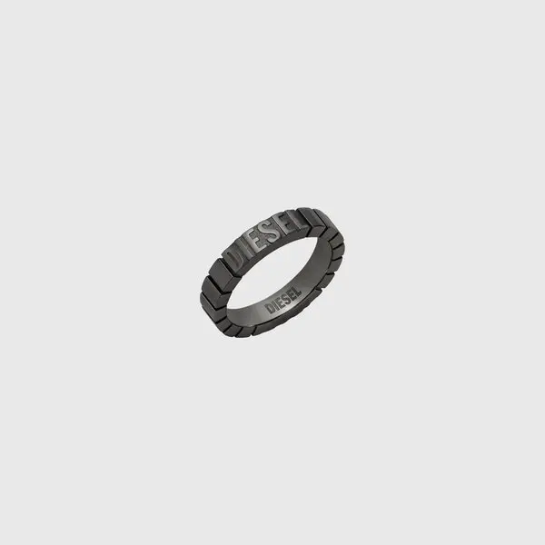 DIESEL® Embossed Logo Band Ring - Black
