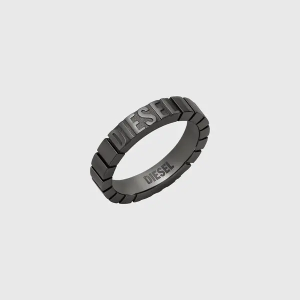DIESEL® Embossed Logo Band Ring - Black