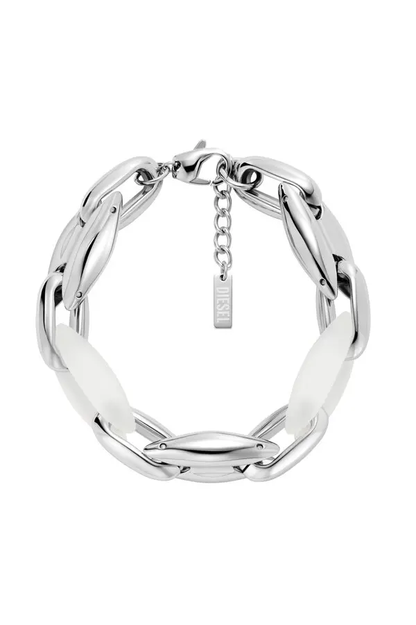 DIESEL® Stainless Steel And Silicone Link Chain Bracelet - Silver