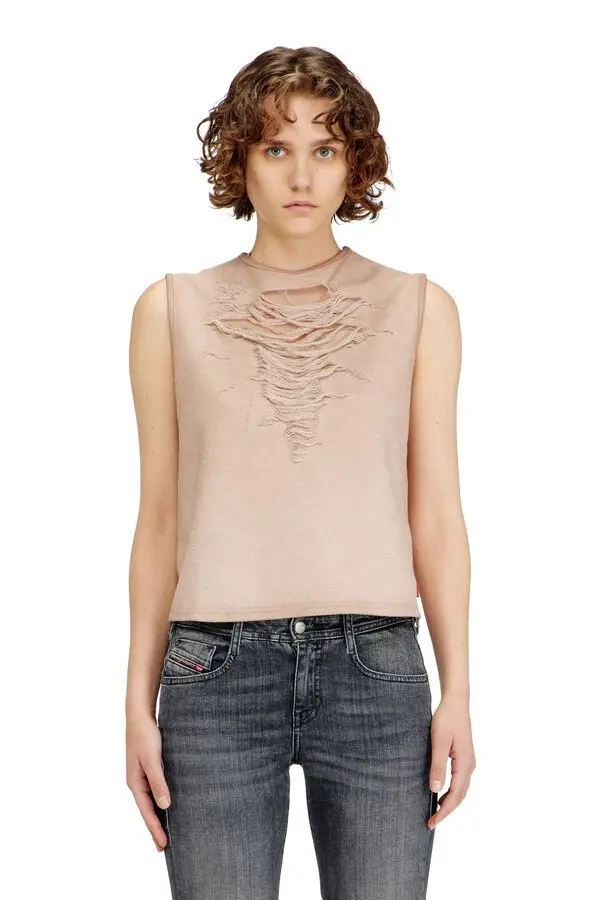 DIESEL® Sleeveless Top With Devoré Threads