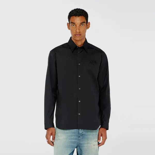 DIESEL® Stretch Poplin Shirt With Embroidery