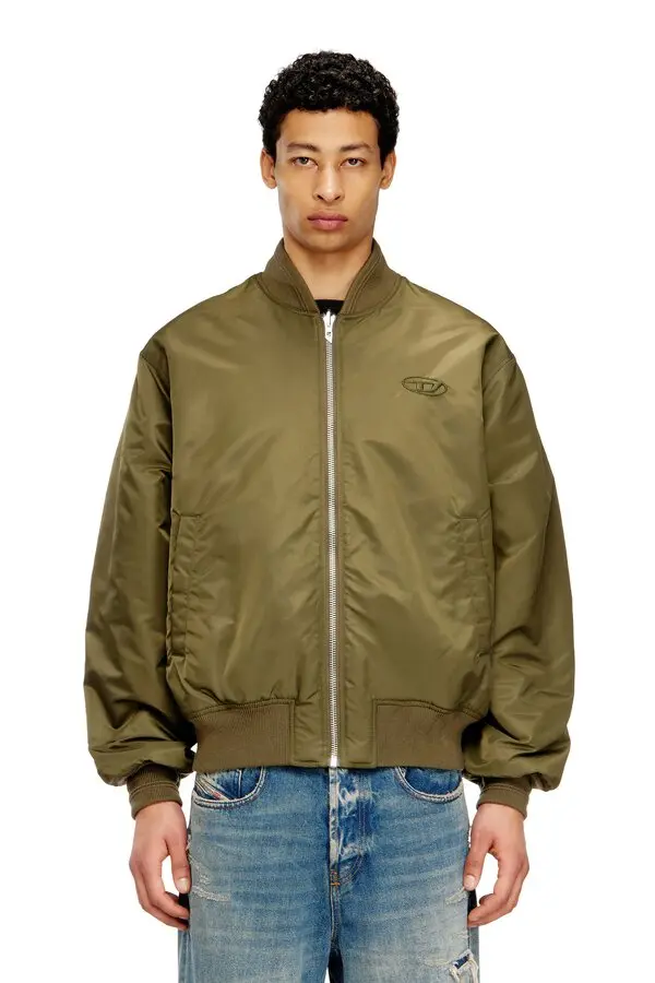 DIESEL® Reversible Padded Bomber Jacket With Oval D Embroidery - Multicolor