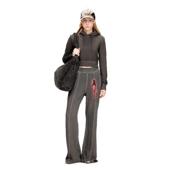 DIESEL® Hoodie With Rhinestone Embellishment - Grey