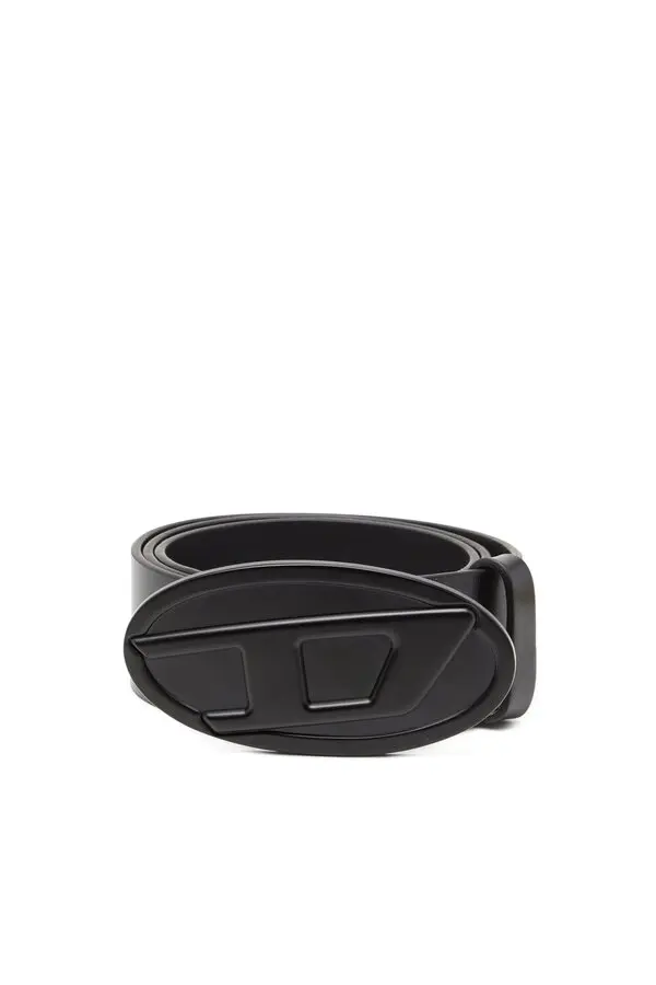 DIESEL® Leather Belt With Oval D Plaque - Black