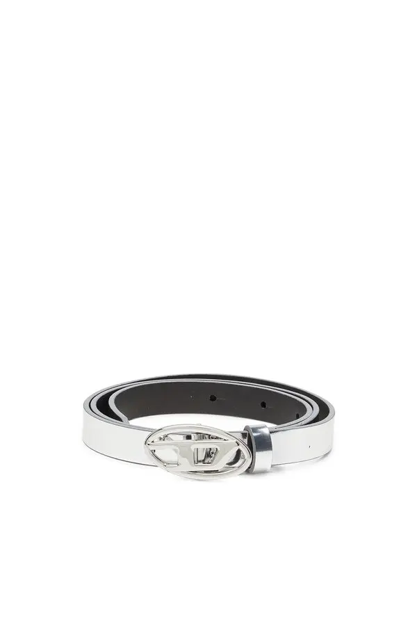 DIESEL® Slim Belt With Mirrored Metallic Finish - Silver