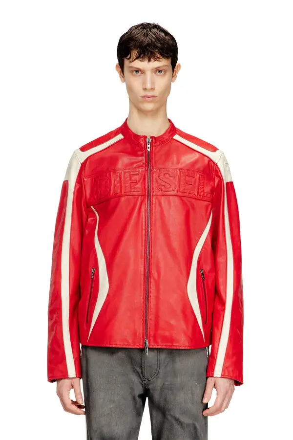 DIESEL® Color-block Leather Biker Jacket