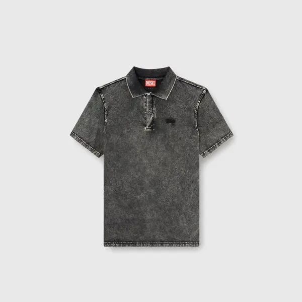 DIESEL® Polo Shirt In Denim-effect Jersey - Grey