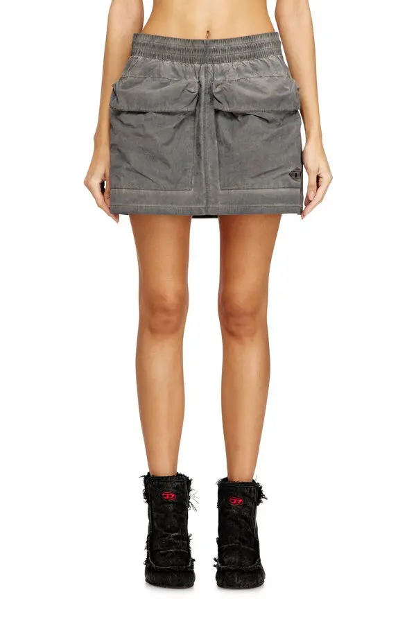 DIESEL® Nylon Mini Skirt With Maxi Pouch Pockets