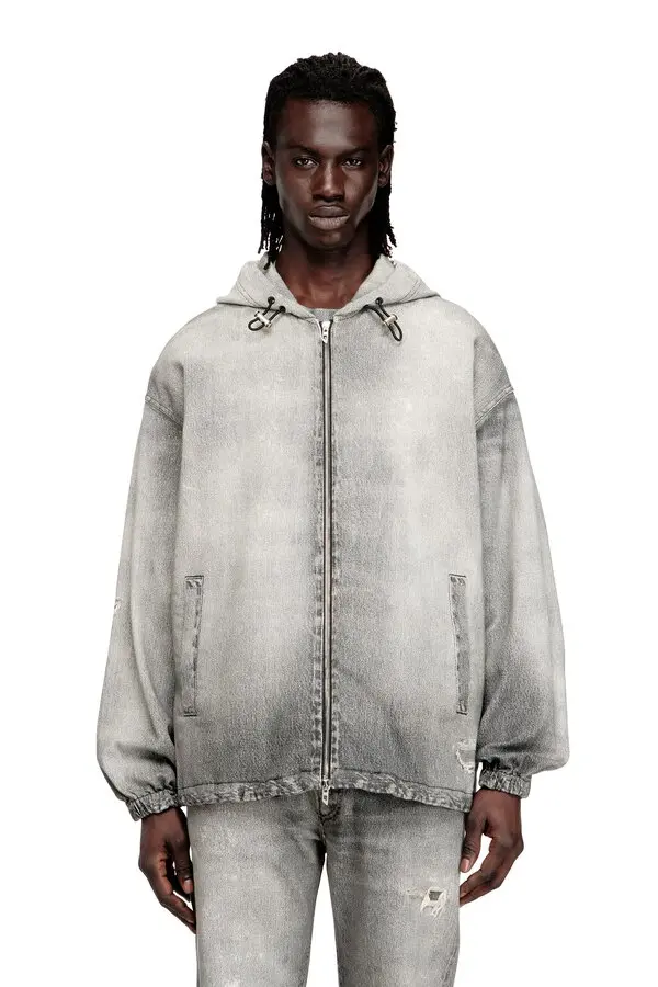 DIESEL® Hooded Jacket In Trompe L'oeil Jogg Jeans - Grey