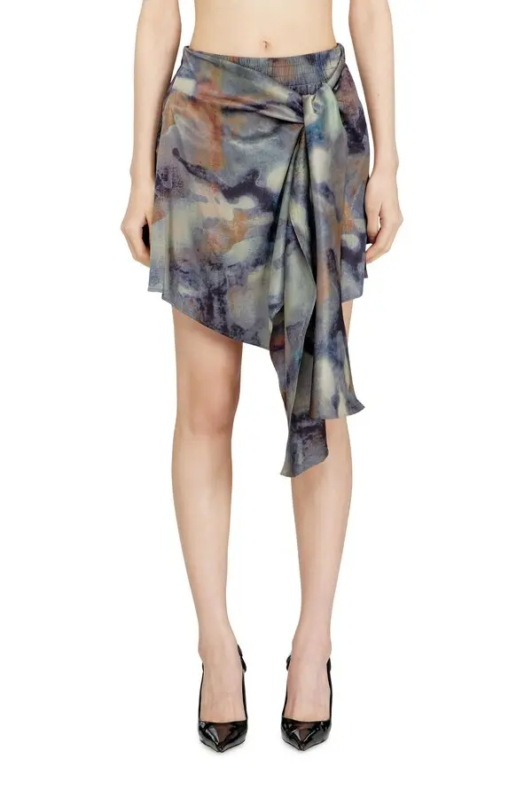 DIESEL® Knotted Skort In Printed Satin