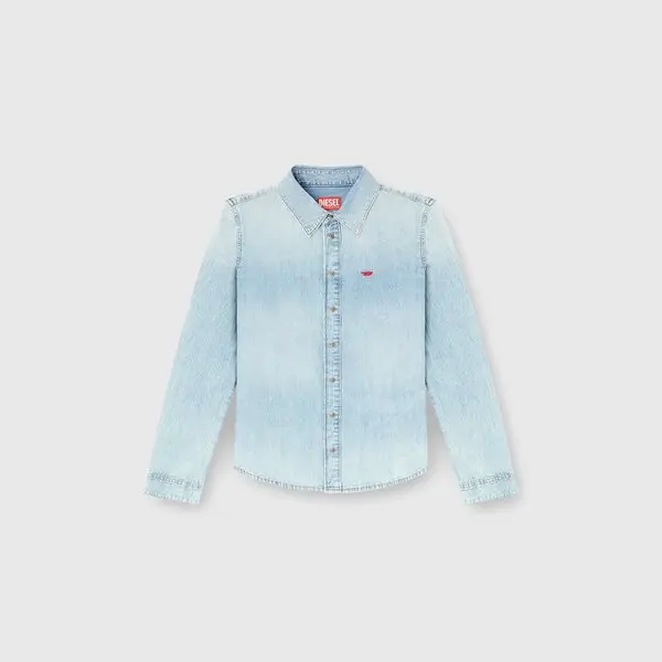 DIESEL® Embroidered Logo Denim Shirt - Blue