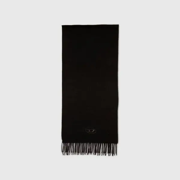 DIESEL® Wool-blend Scarf With Fringed Edges - Black