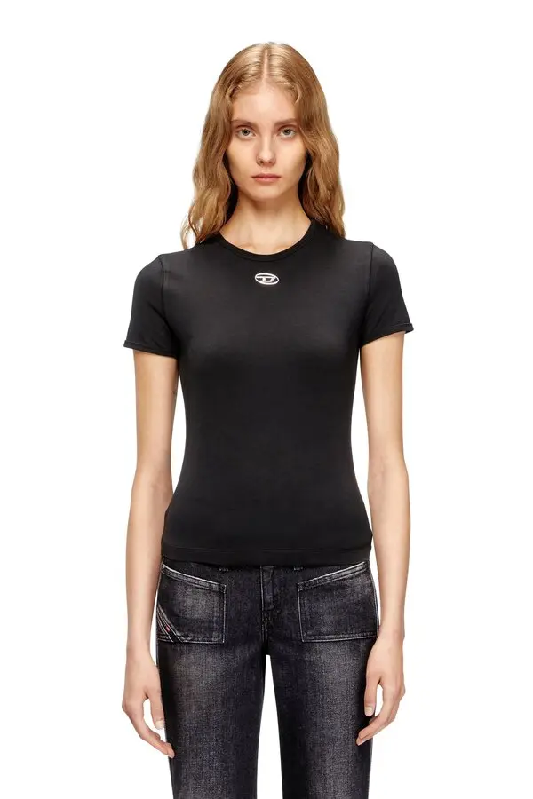 DIESEL® Slim Fit Cotton-elastane T-shirt With Injected Oval D Logo