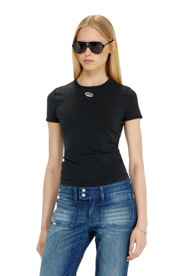 DIESEL® Slim Fit Cotton-elastane T-shirt With Injected Oval D Logo