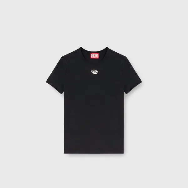 DIESEL® Slim Fit Cotton-elastane T-shirt With Injected Oval D Logo - Black