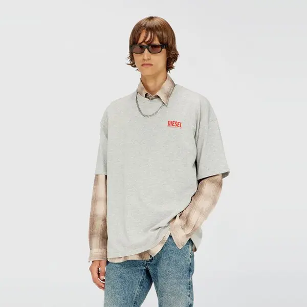 DIESEL® Cotton T-shirt With Biscotto Print - Grey