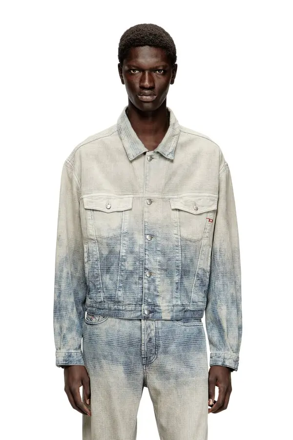 DIESEL® Prince Of Wales Jacquard Denim Trucker Jacket - Multicolor