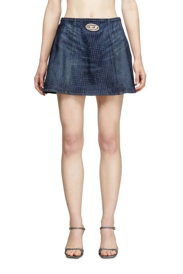 DIESEL® Prince Of Wales Check Denim Mini Skirt