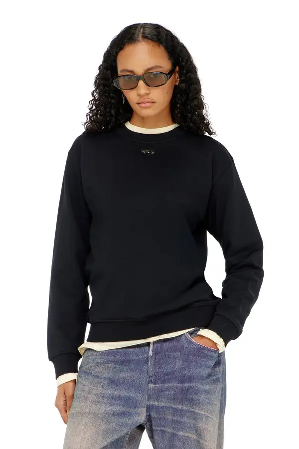 DIESEL® Cotton Sweatshirt With Oval D Embroidery - Black