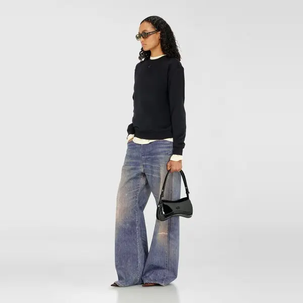 DIESEL® Cotton Sweatshirt With Oval D Embroidery - Black
