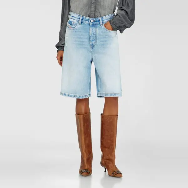 DIESEL® Relaxed-leg Distressed Denim Shorts - Blue